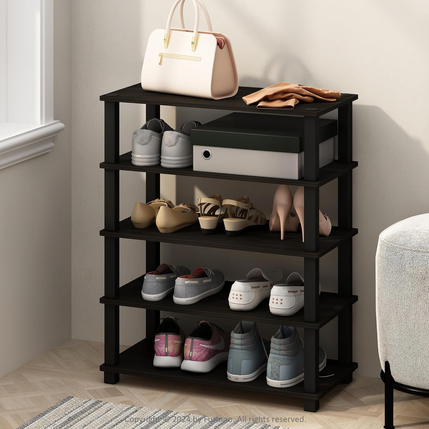 Furinno Turn-S-Tube Set of 2 Shoe Rack, 3-Tier Shoe Organizer ...
