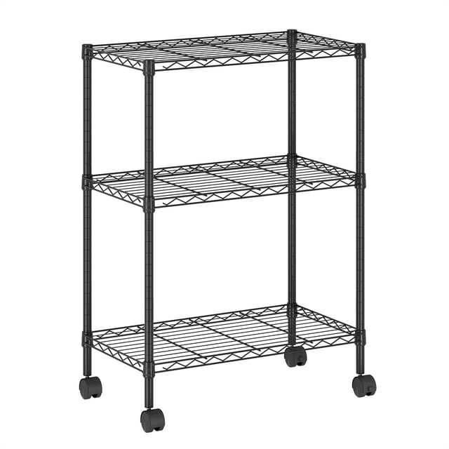 Furinno Wayar 3-Tier Metal Storage Shelf Rack Cart with Casters, 23 x ...