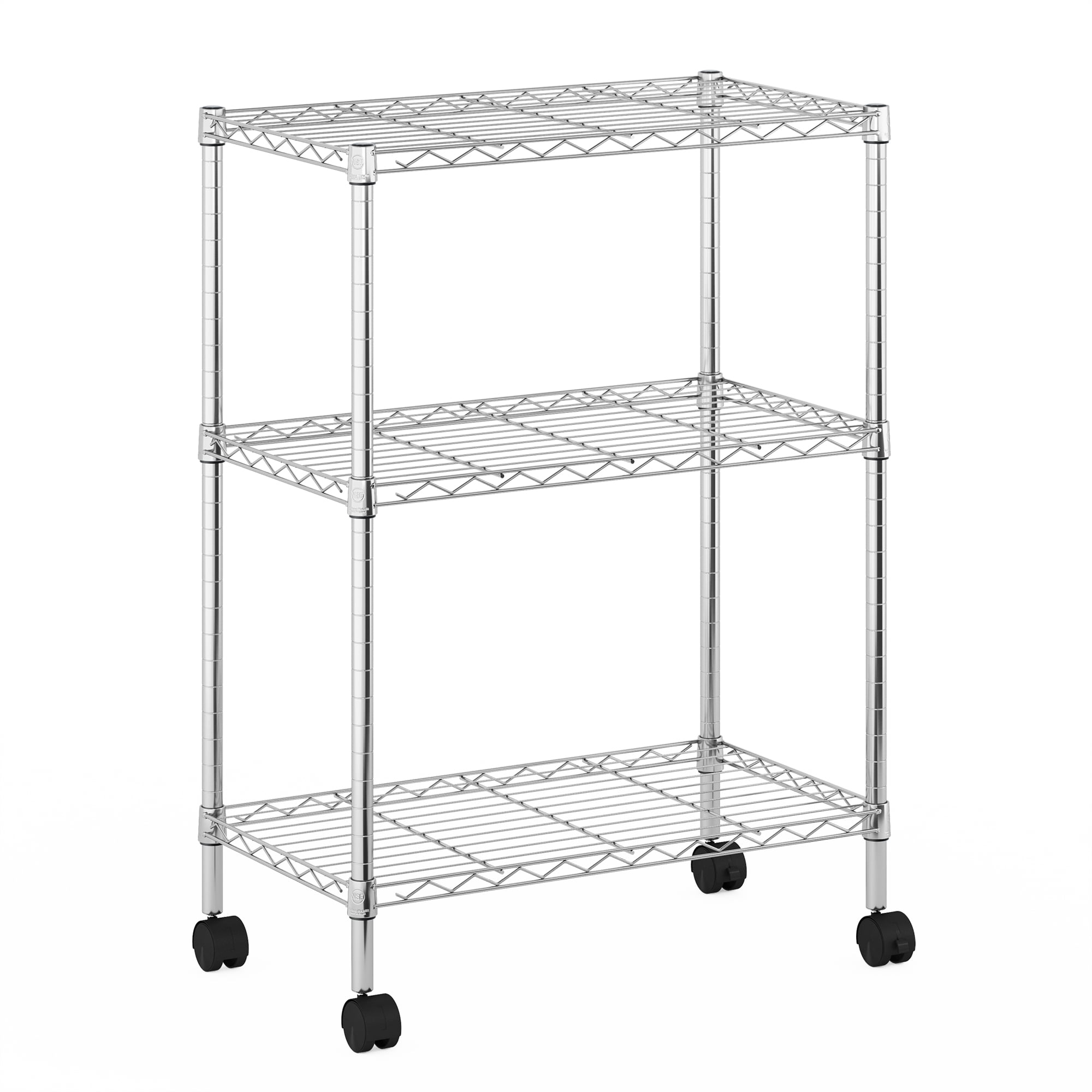 Furinno Wayar 3-Tier Metal Storage Shelf Rack Cart with Casters, 23 x ...