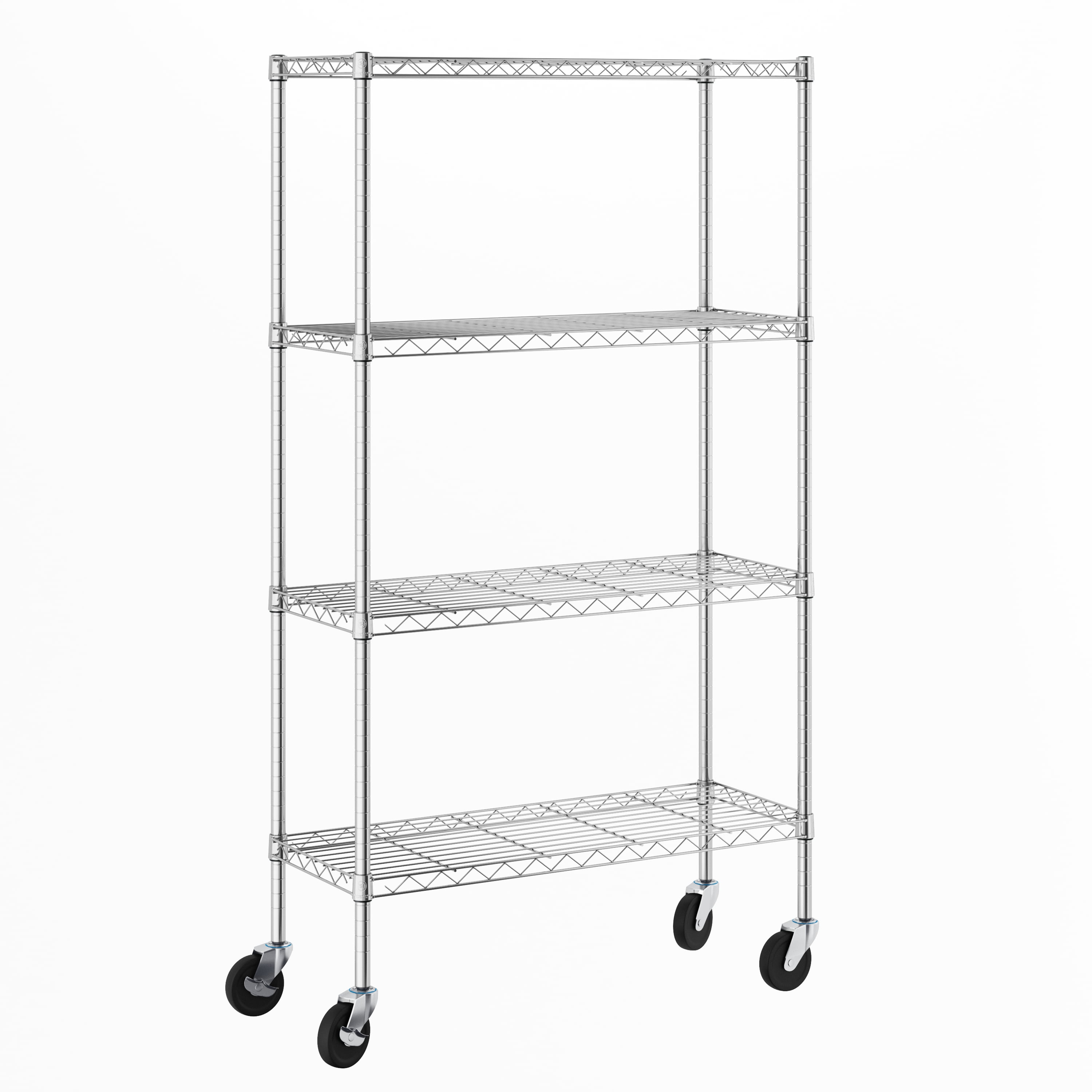 Furinno Wayar 4-Tier Metal Storage Shelf Rack Cart with Casters, 36 x ...
