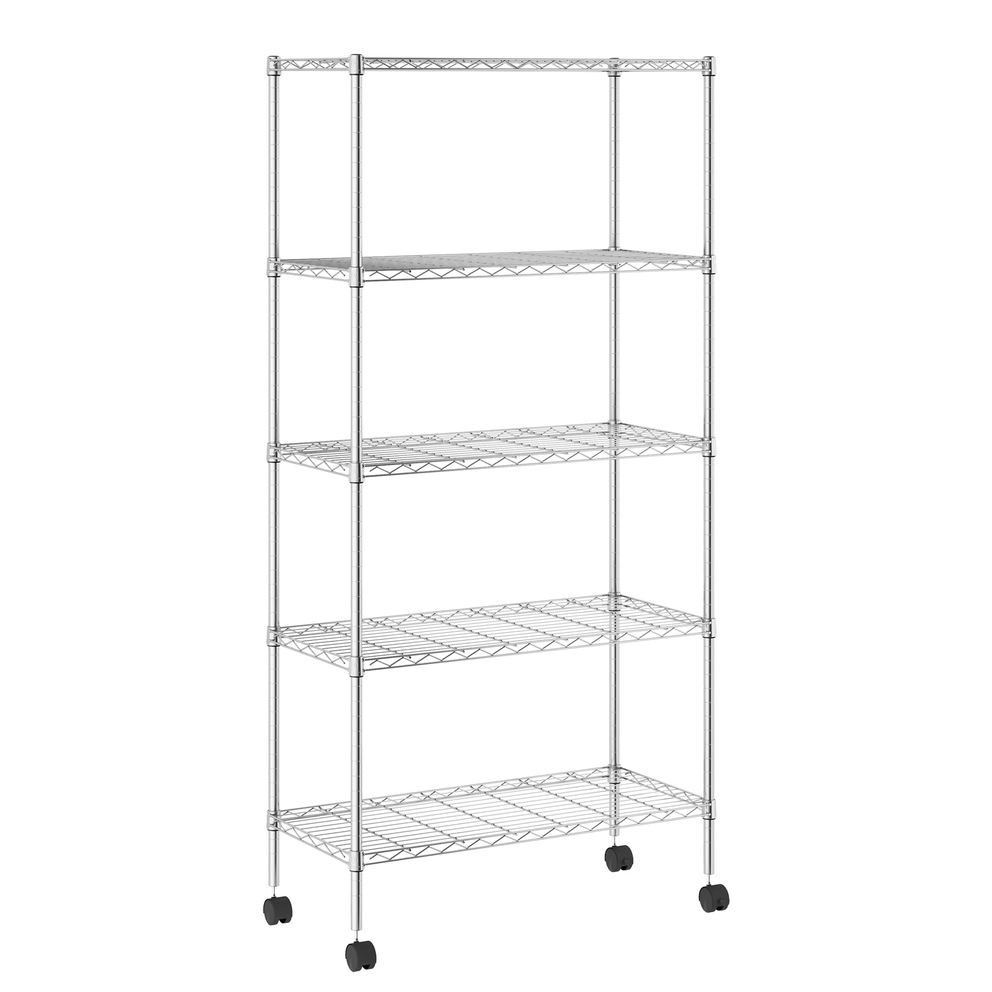 Furinno Wayar 5-Tier Metal Storage Shelf Rack, Adjustable Height, 24 x ...