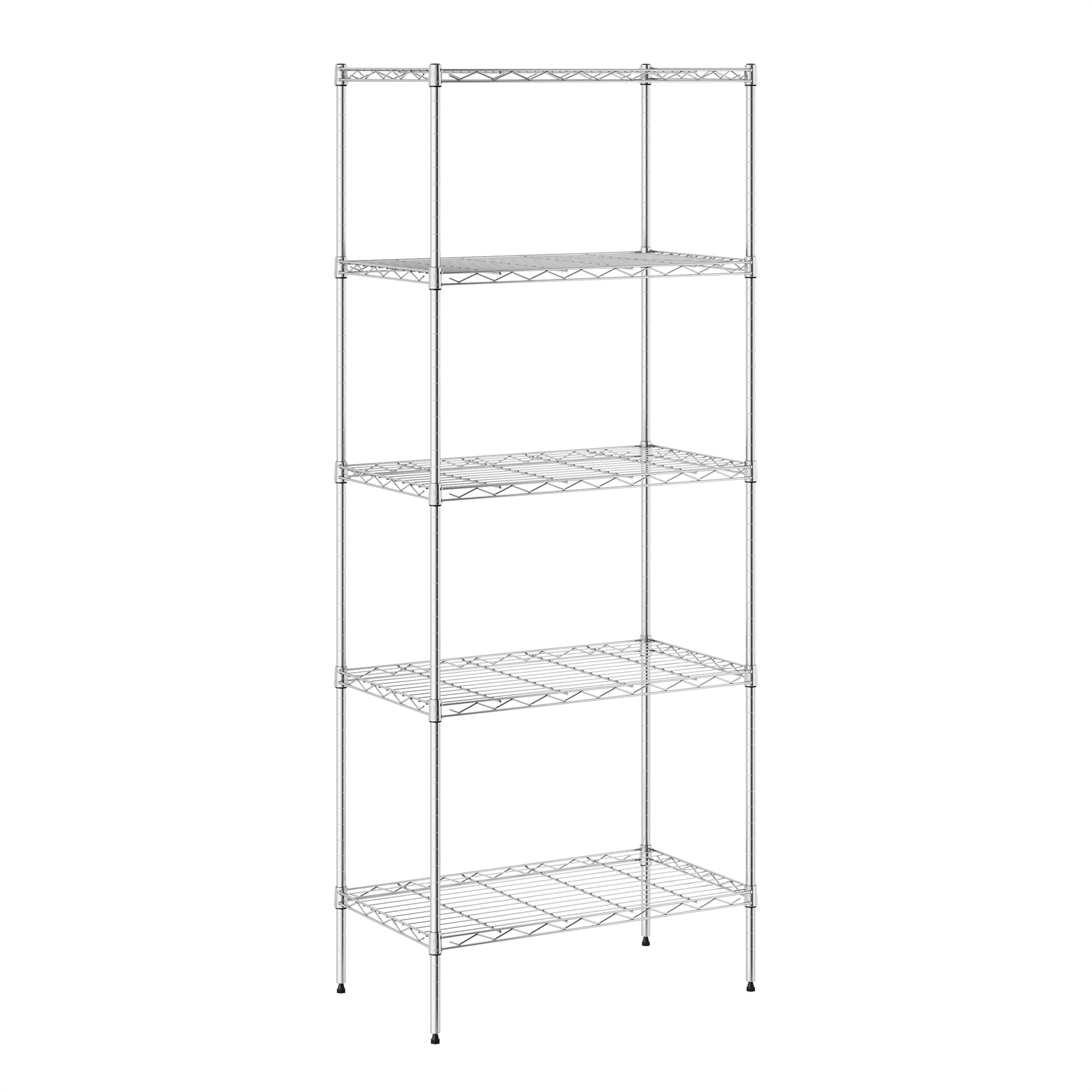 Furinno Wayar 5-Tier Metal Storage Shelf Rack, Stainless Steel, 24 x 14 ...
