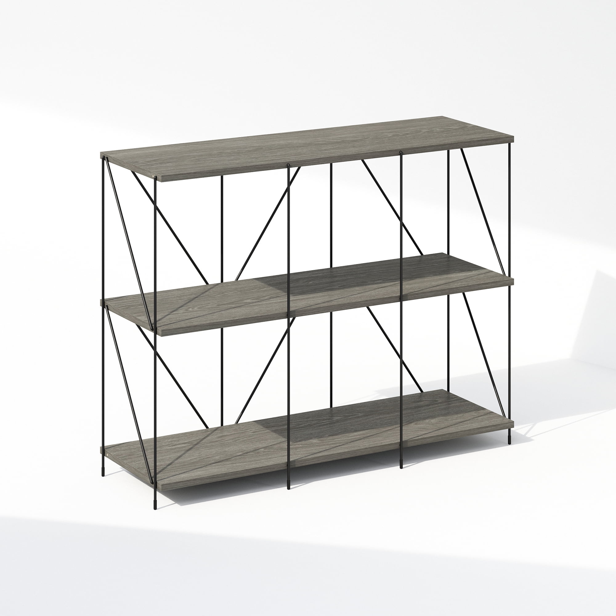 Furinno Wire 3-Tier Industrial Style Metal Frame Display Shelf, 35 Wide ...