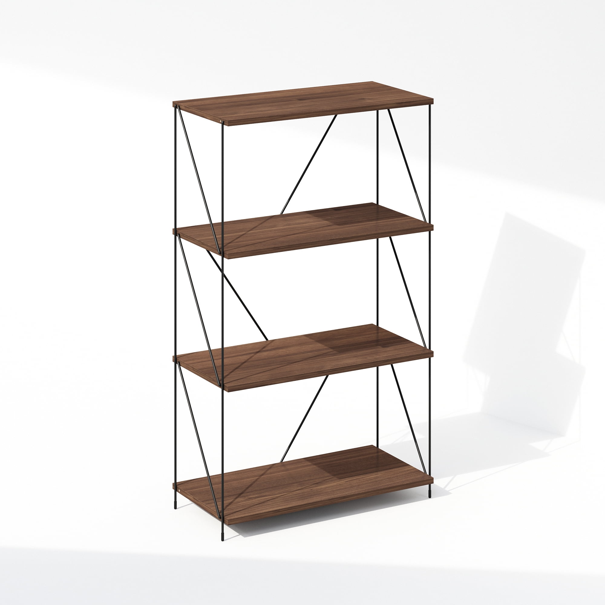 Furinno Wire 4-Tier Industrial Style Metal Frame Display Shelf, 24 Wide ...