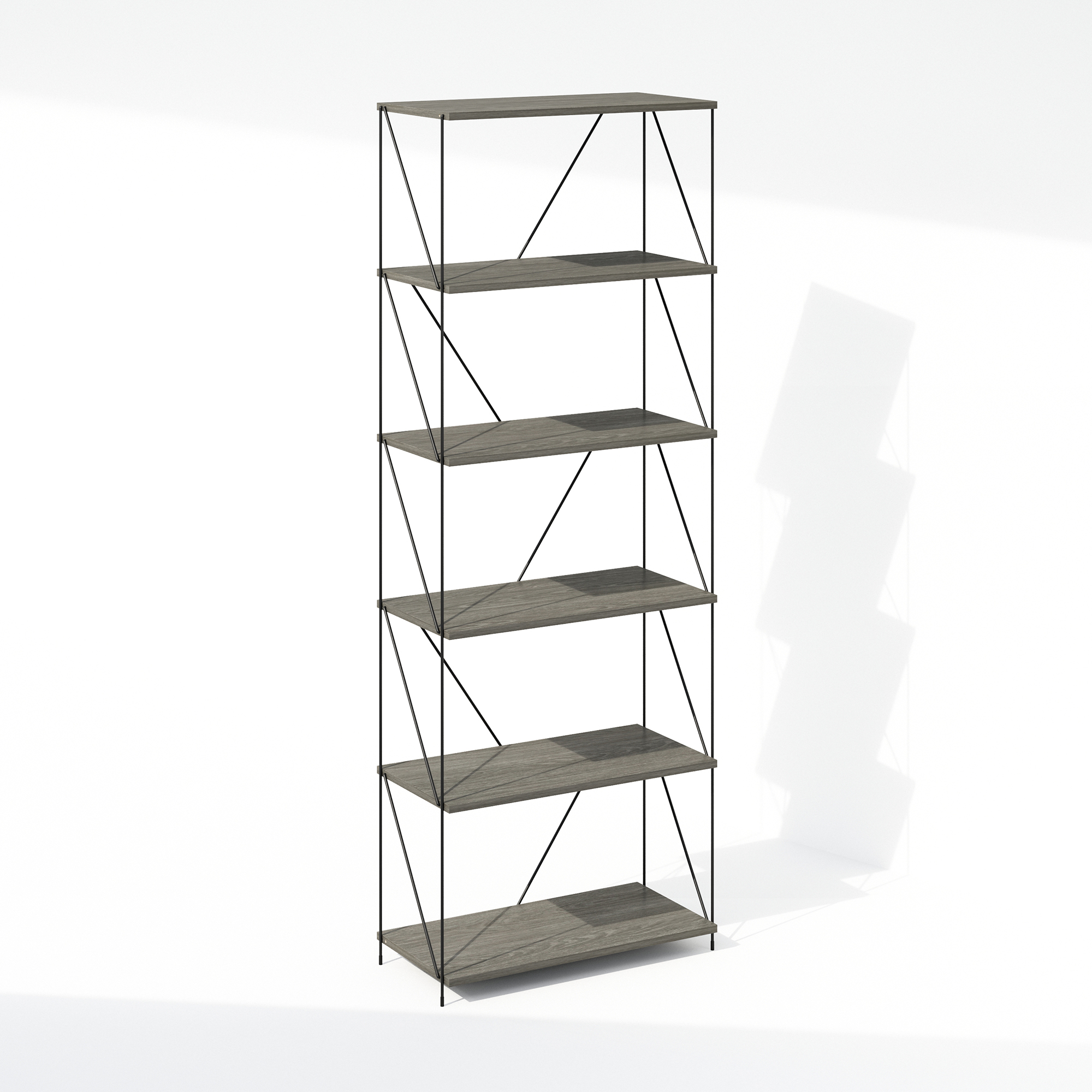 Furinno Wire 6-Tier Industrial Style Metal Frame Display Shelf, 24 Wide ...