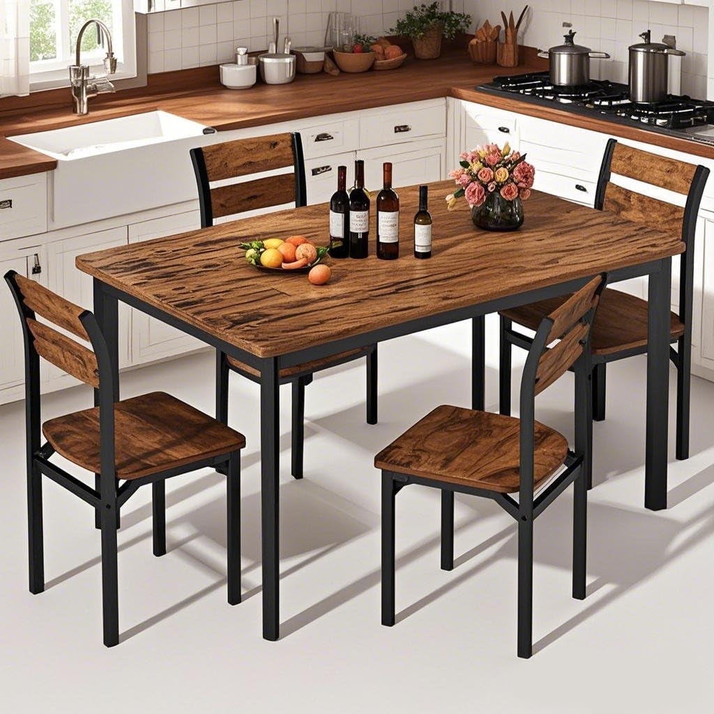 Furlinkhm Dining Room Table Set for 4 Farmhouse 5 Piece Stmoze Dining ...