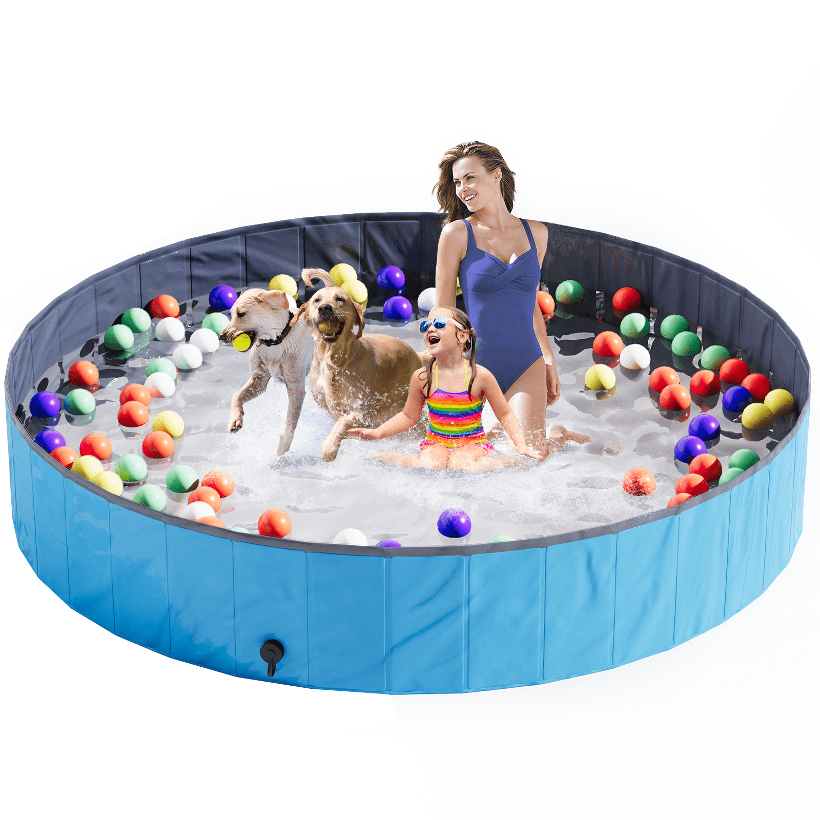 Furlinkhm Foldable Dog Pool for Pets, Portable Dog Bath Tub, Outdoor ...