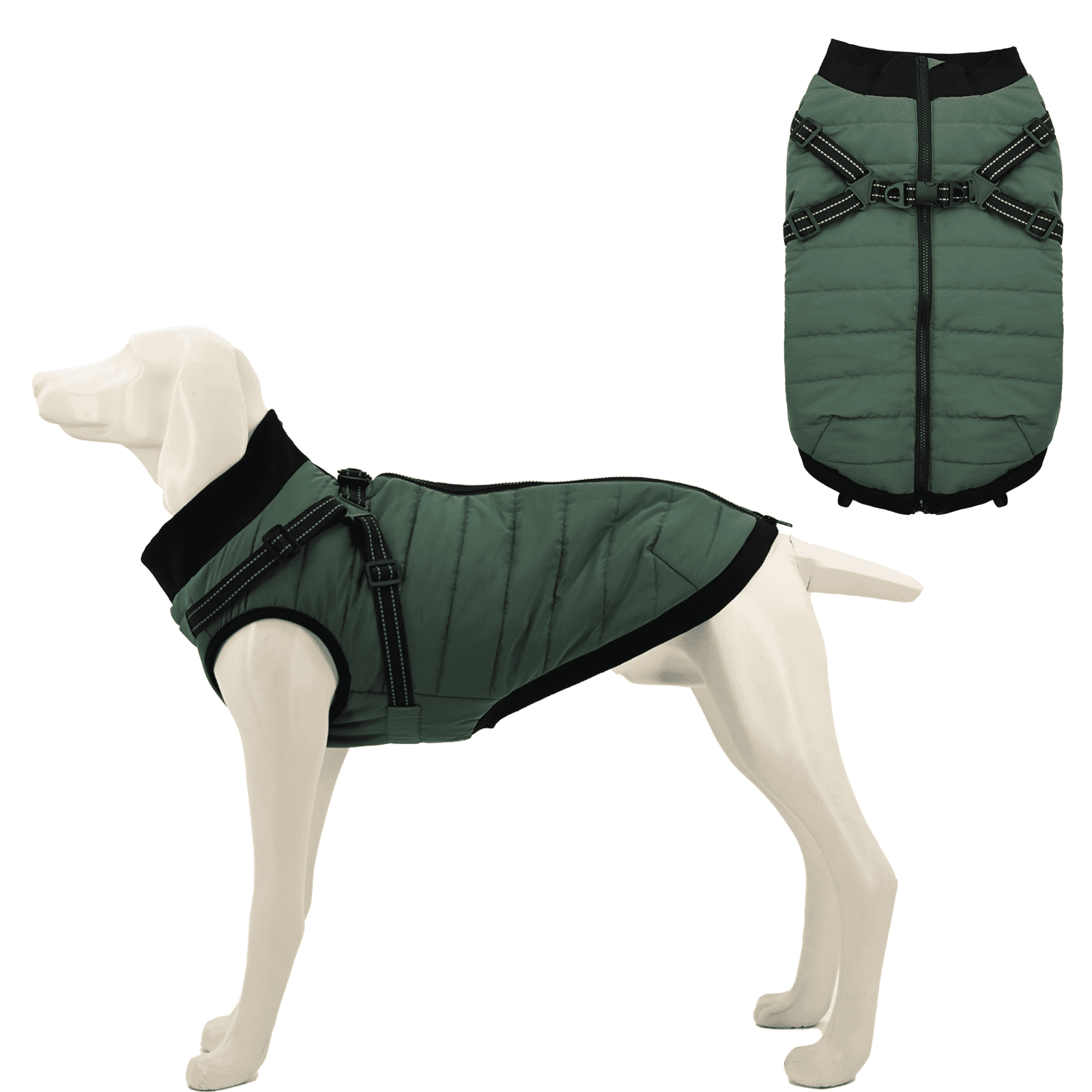 Furmate Dog Winter Coat with Harness, Waterproof Warm Jacket with ...