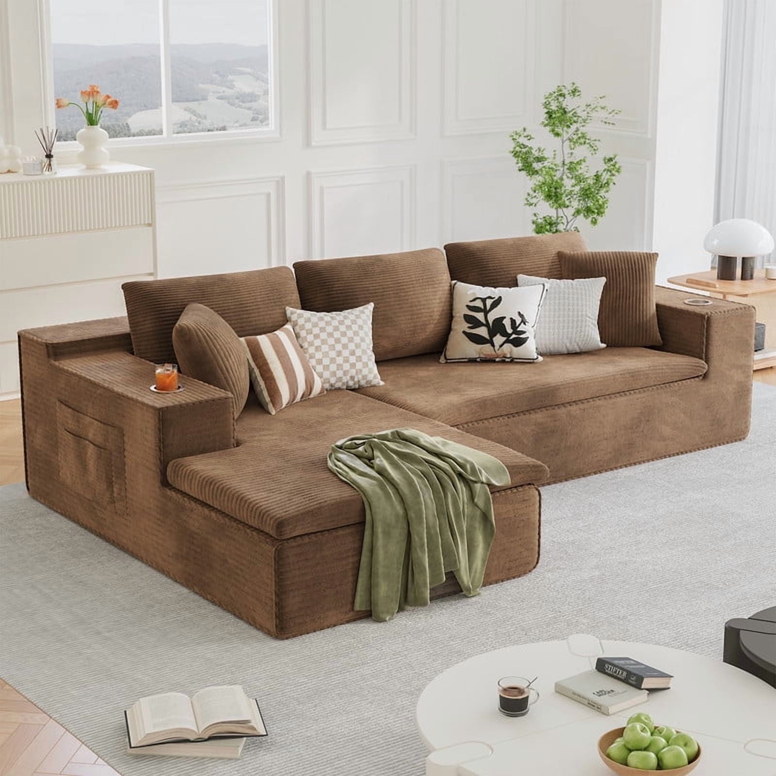 Furmax 109" L-Shape Cloud Modular Sectional Sofa with Deep Seat ...