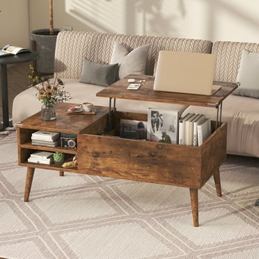 Wood Lift Top Coffee Table with Hidden Compartment and Large Storage ...