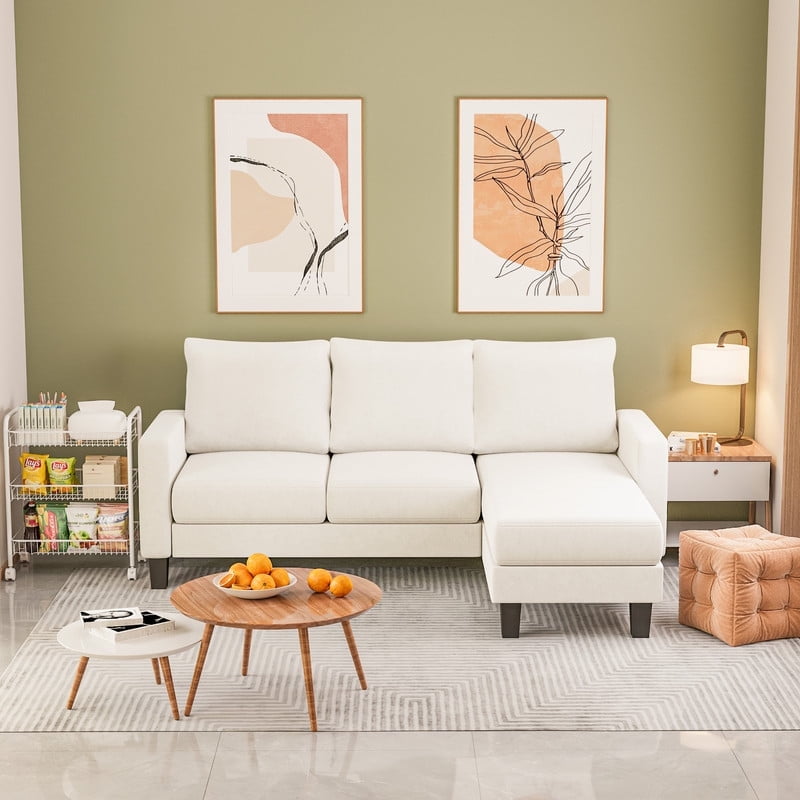 Furmax 70" Convertible Sectional Sofa Couch 3-Seat L-Shaped Small Sofa ...