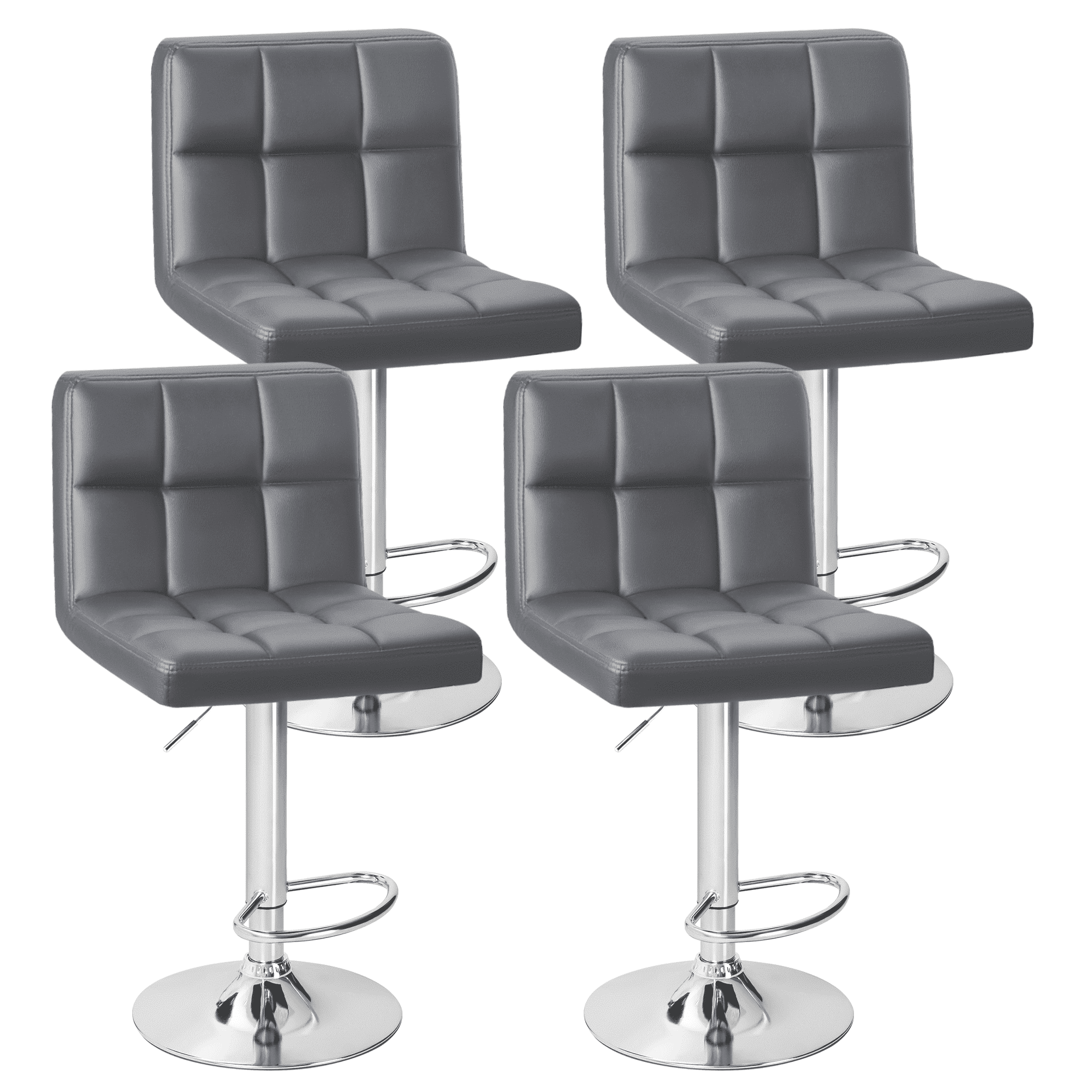 Furmax Adjustable Armless Swivel Mid-Back Bar Stools, Gray (Set of 4 ...
