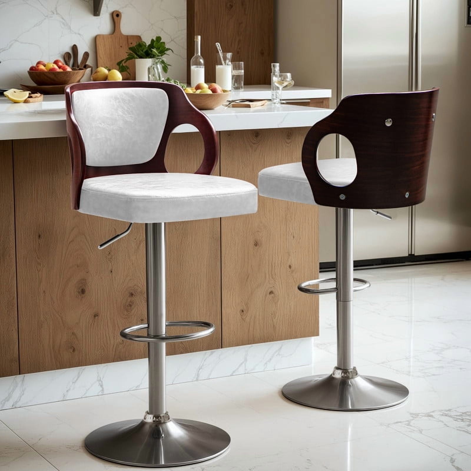 Furmax Bar stools Set of 2 Modern Double Material PU Leather Armless ...