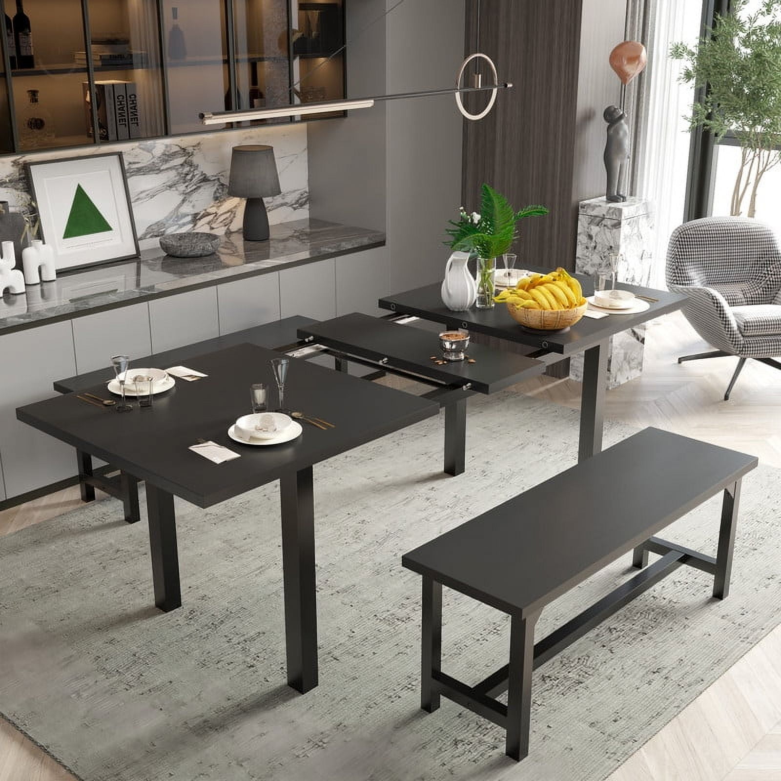 Furmax Extendable Dining Table Set for 4, High-Quality Metal Structure ...