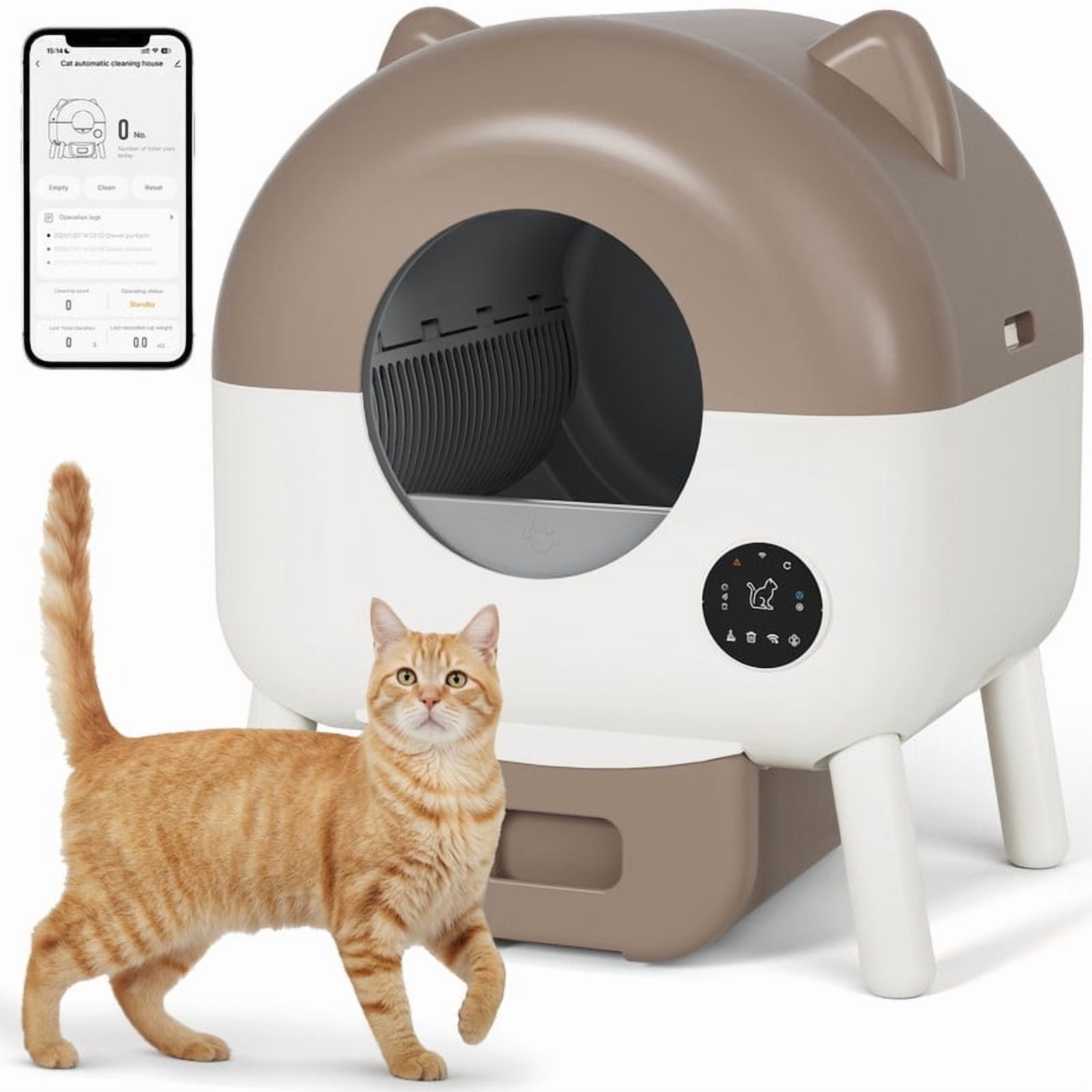 Furmax Fully Enclosed Automatic Cat Litter Box, 76L Large Capacity for ...