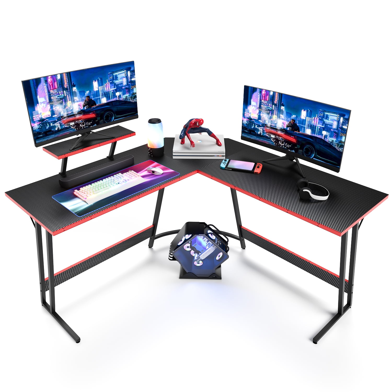 Furmax 58 Inches L-Shaped Computer Gaming Desk with Removable Monitor ...