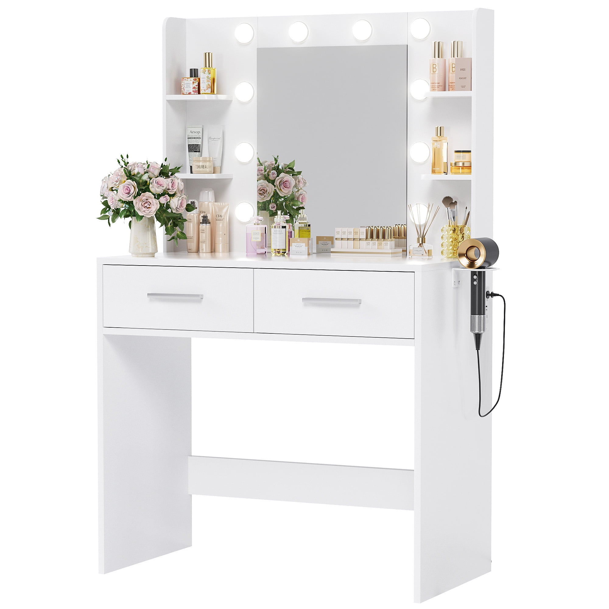 Furmax Makeup Vanity Table with 3 Modes Adjustable Lights and Mirror ...