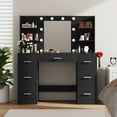 Furmax Bedroom Vanity Desk Set with LED Mirror, Adjustable Brightness ...