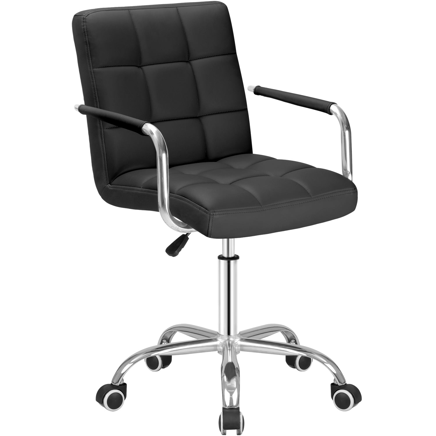 Furmax Mid-Back Office Chair, Ribbed PU Leather Executive, Black ...