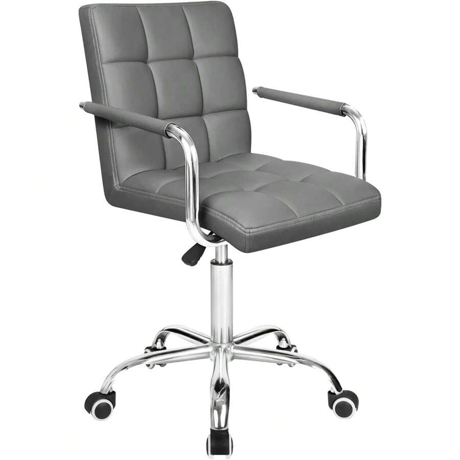 Furmax Mid-Back Office Task Chair,Ribbed PU Leather Executive Swivel ...