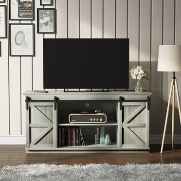 Castle Place Modern Farmhouse TV Stand Console for TVs up to 65", White ...