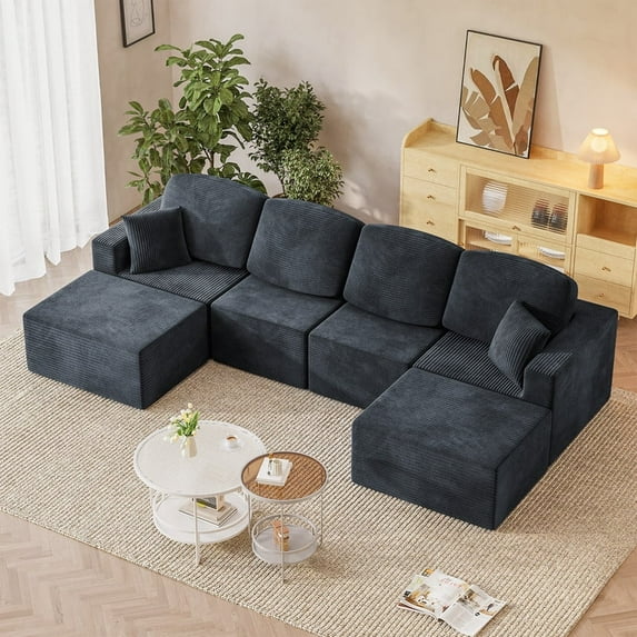Furmax Modular U-Shaped Sectional Sofa – Tool-Free Assembly Multi-Seat Sofa Set for Living Room ...