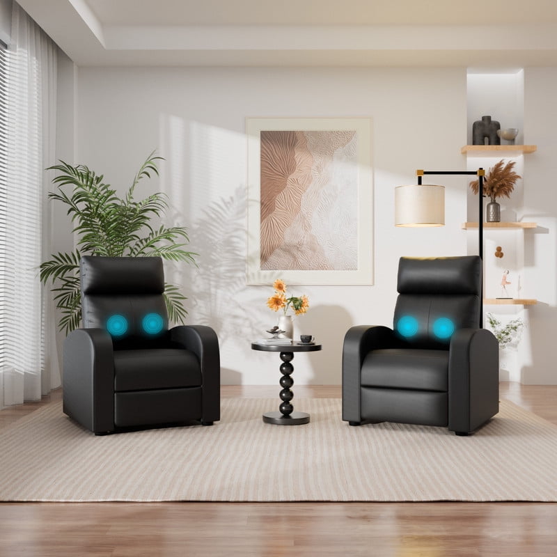 Furmax Recliner Chair Pu Leather Single Sofa Home Theater Recliners ...