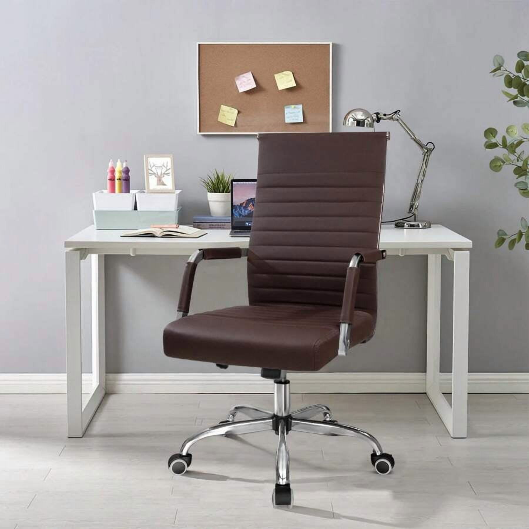 Mid-Back PU Leather Adjustable Swivel Executive Conference Task Chair ...