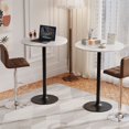Furmax Set of 2 Round 23.85” Pub Dining Table White & Black, Bar Table ...