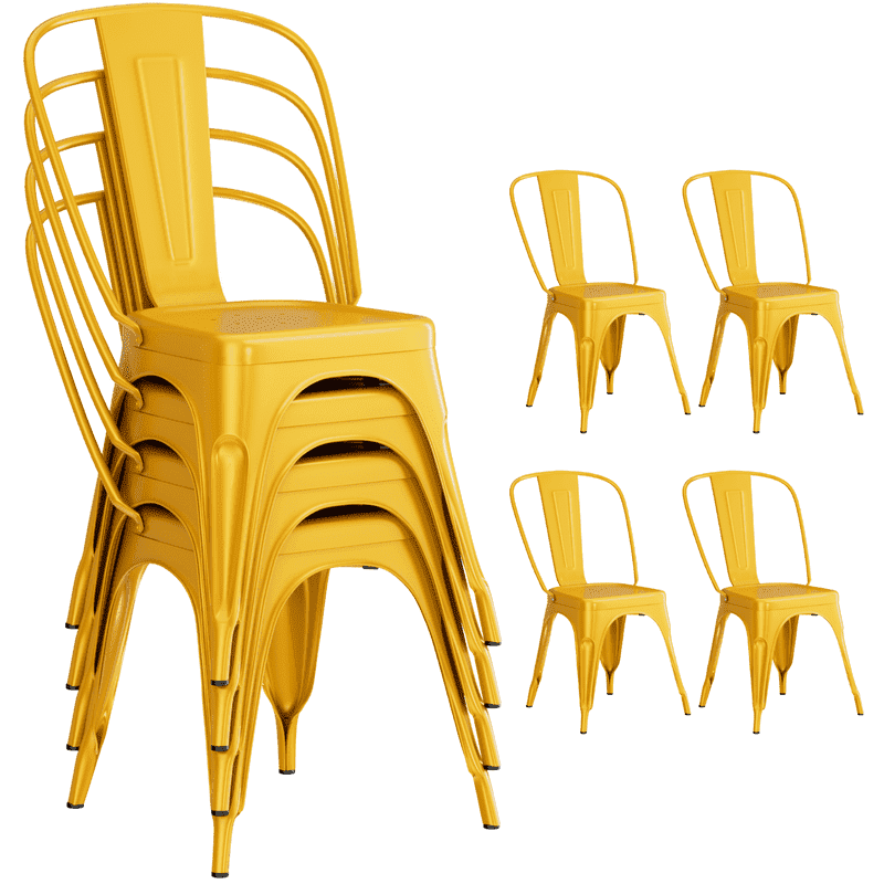 Furmax Modern Set of 4 Yellow Metal Dining Chairs - Walmart.com