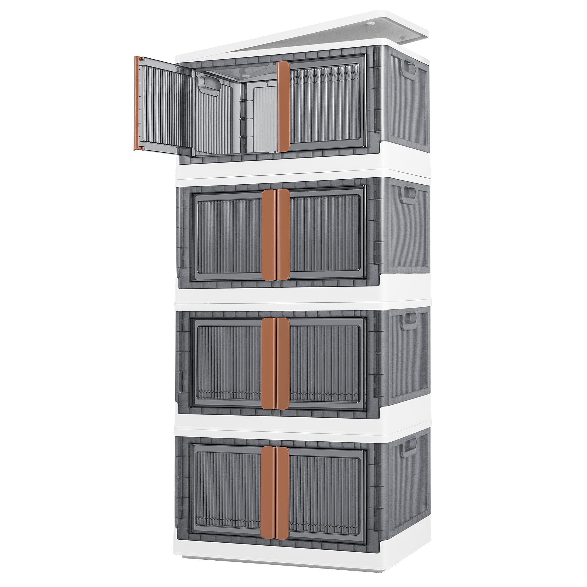 Furmax 19 Gal Strong Storage Bins with Lids, 4 Packs, Collapsible ...