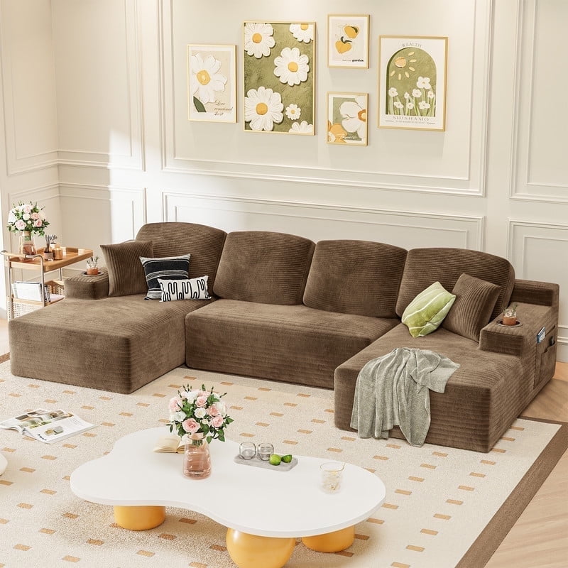 Furmax U-Shaped Structure 141" Boneless Modular Sectional Sofa Cloud ...