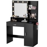 Furmax Vanity Desk with Lights and Mirror Makeup Vanity Table Set with ...