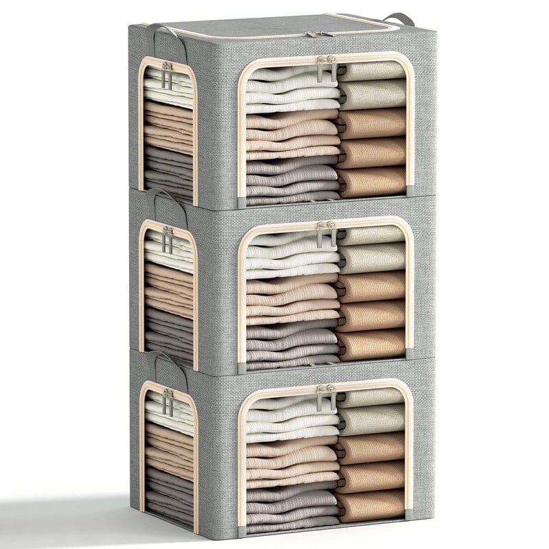 Free Shipping! Furnhome Clothes Storage Bins Set with Lid 3 Pack ...