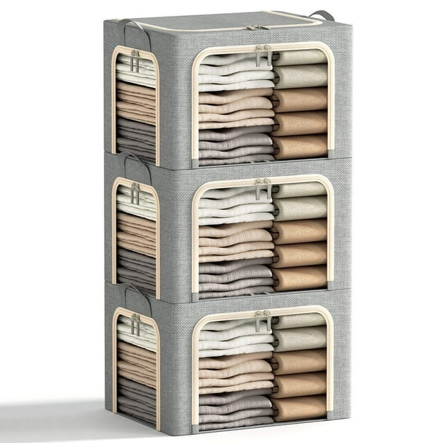 Furnhome 3 Opeings Large Clothes Storage Bins with Lid, Foldable ...