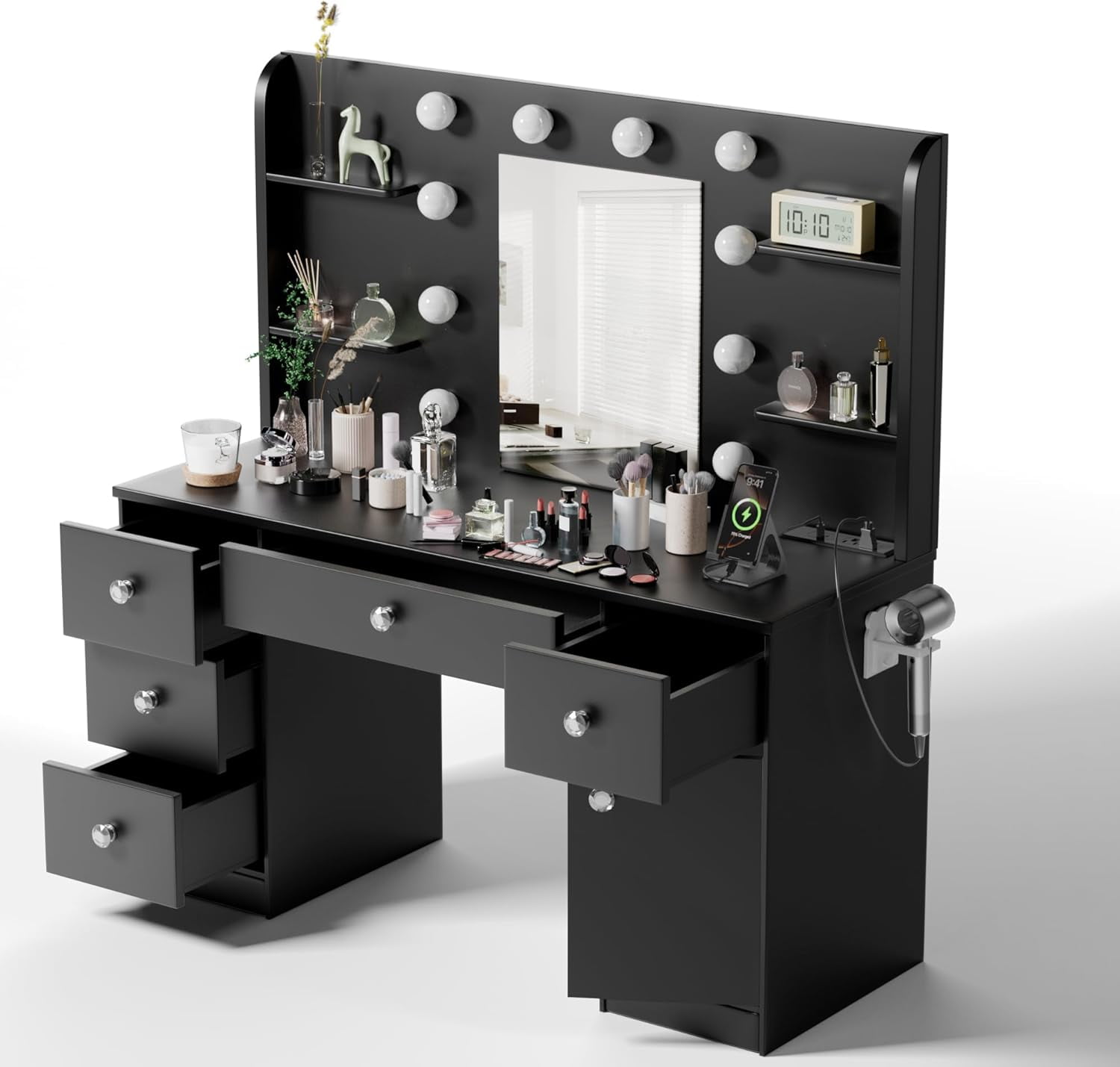 FurniBaronVanity Desk, Makeup Vanity with Mirror and Lights 3 Colors ...