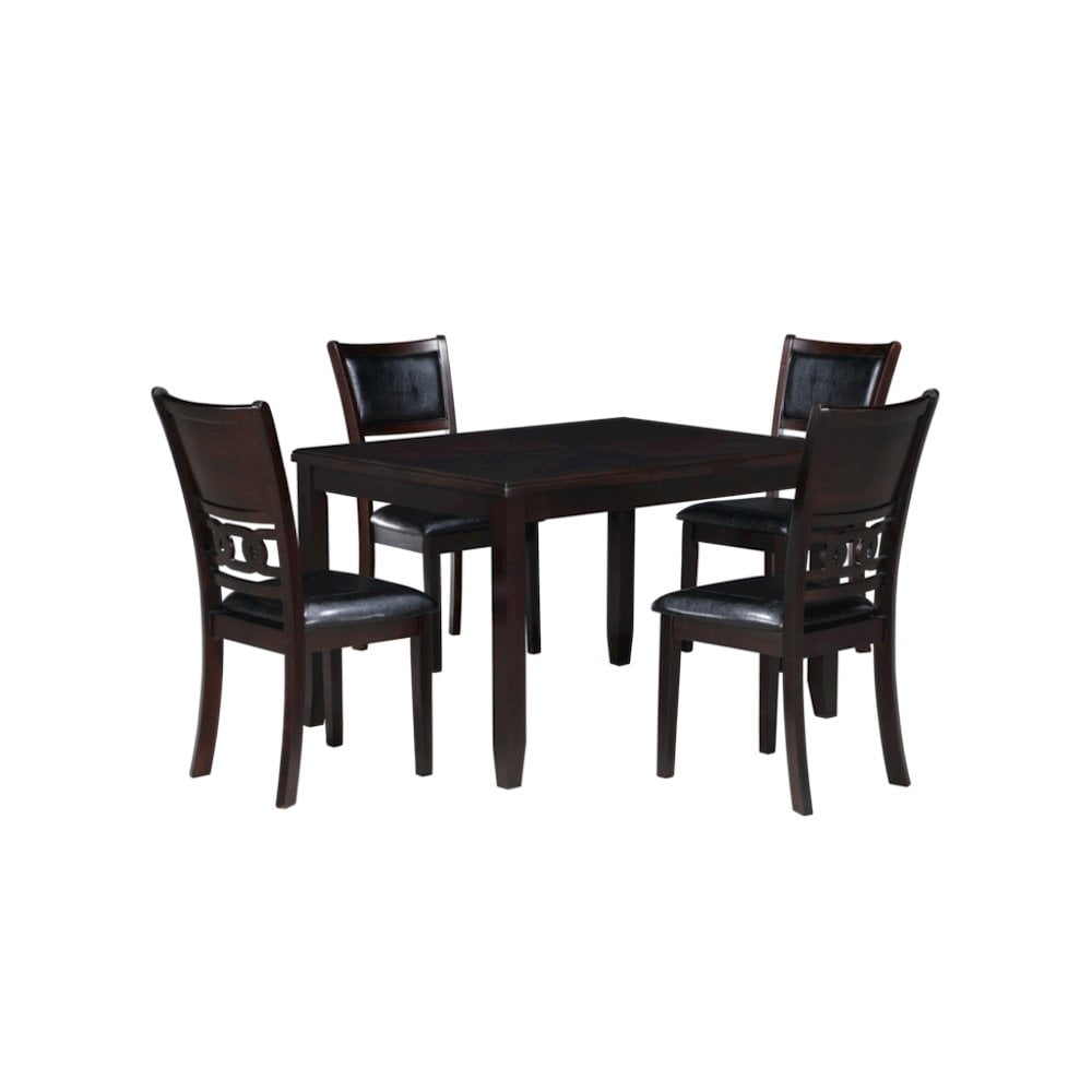 FurniFact 5-Piece Rectangular Dining Set 48" Table 4 Chairs Ebony Brown ...