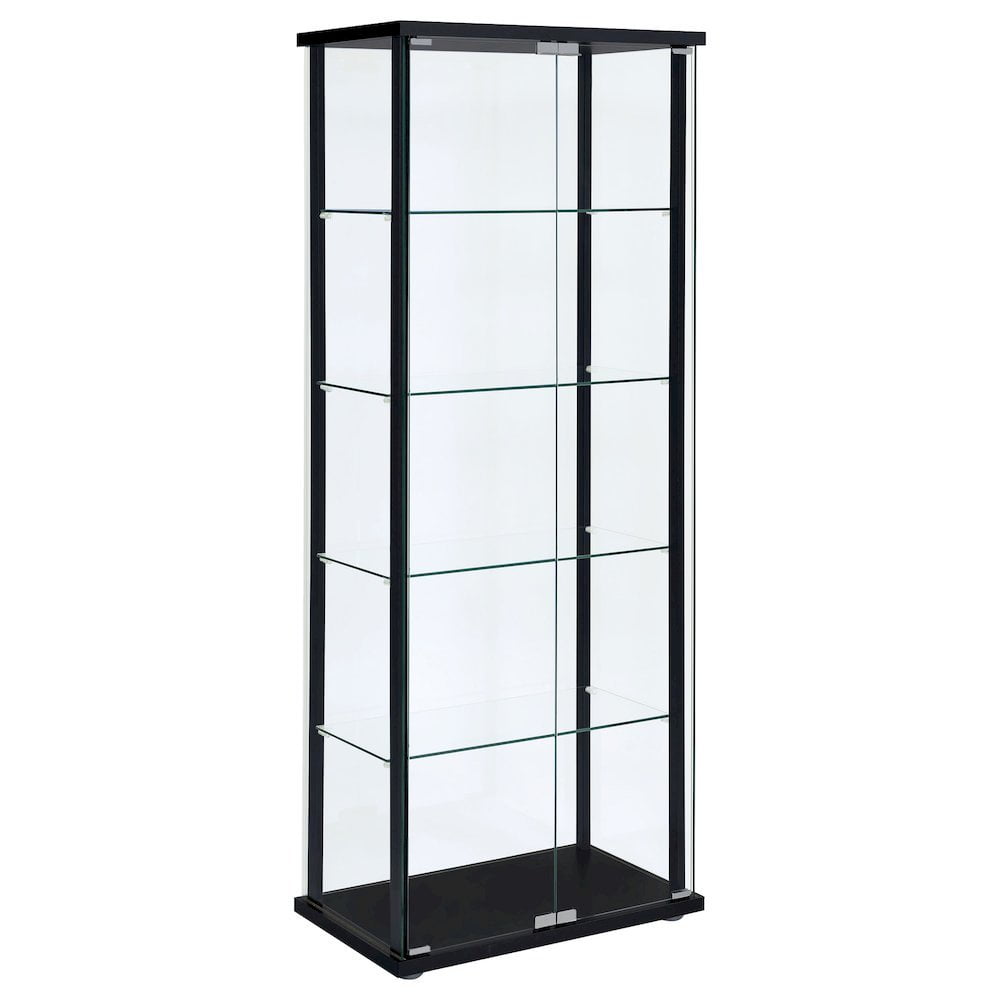 FurniFact Black Glass Display Case with 5 Shelves, Modern Curio Display ...