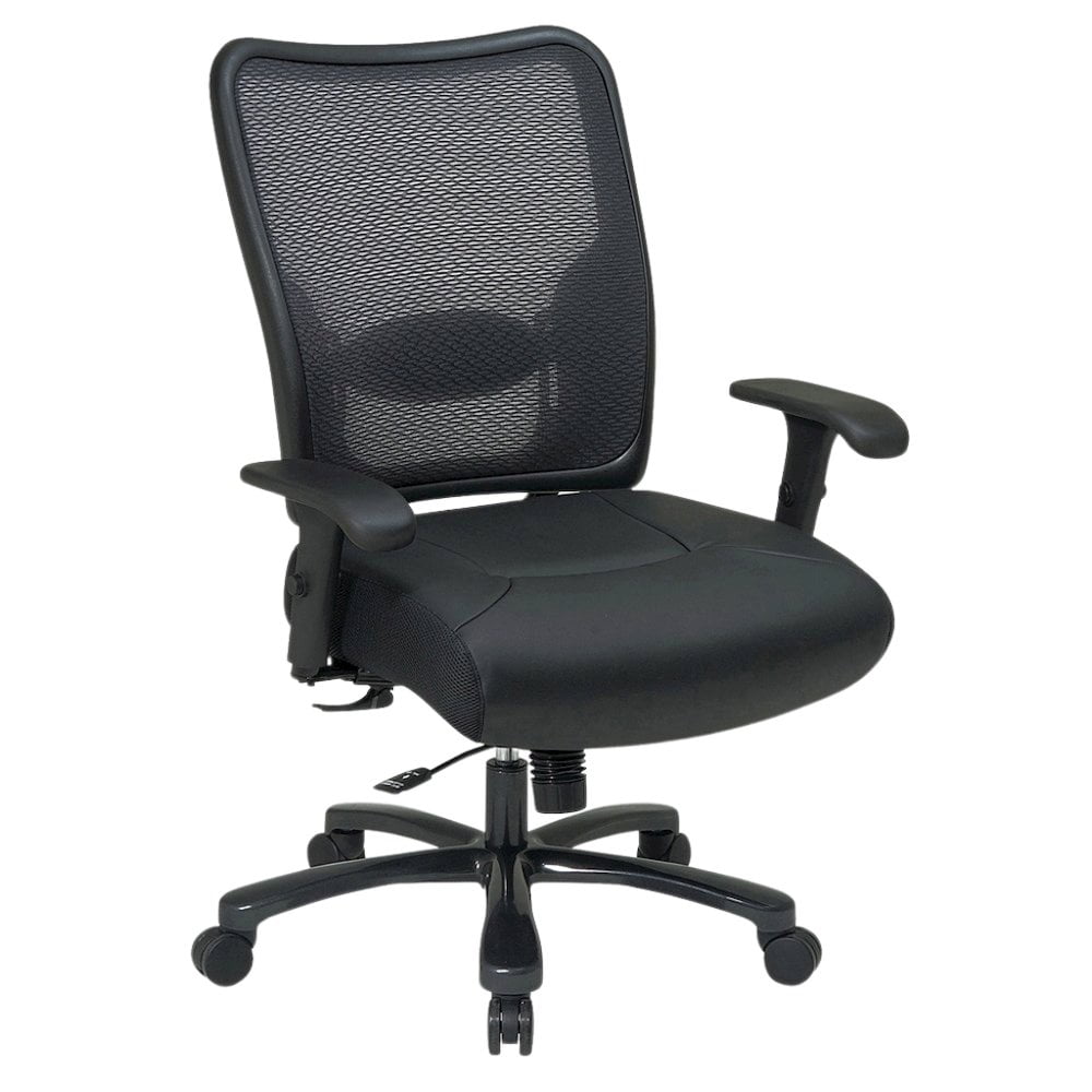FurniFact Black Leather Chair – Low-Back Work Chair for Teachers and ...
