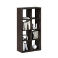 FurniFact Black Wood 8 Cube Storage Organizer with Open Back Display ...