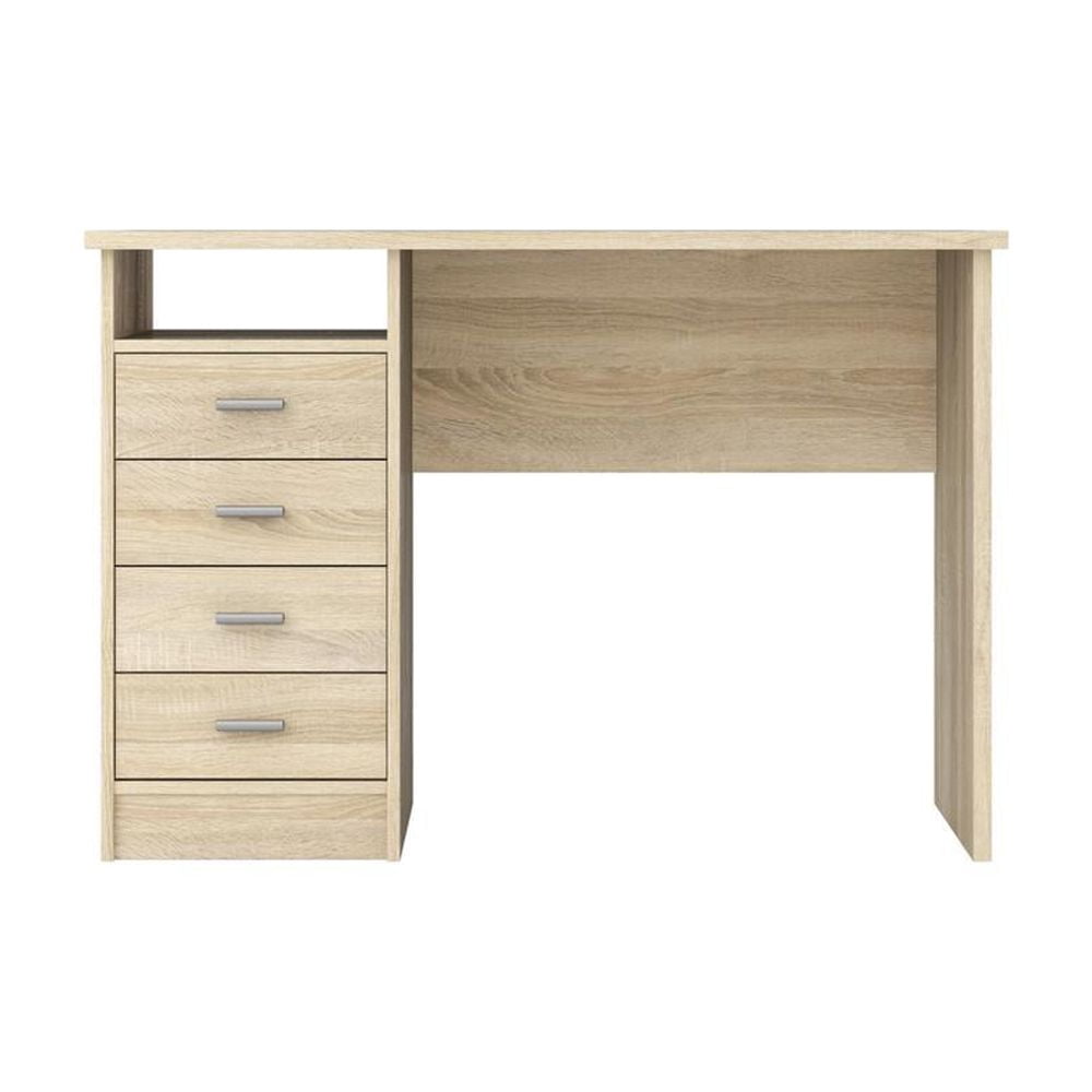 FurniFact Brown Desk with Drawers - Compact Student Desk for Bedroom ...