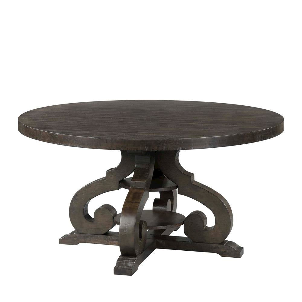 FurniFact Brown Round Dining Table for Kitchen and Dining Room, Seats ...