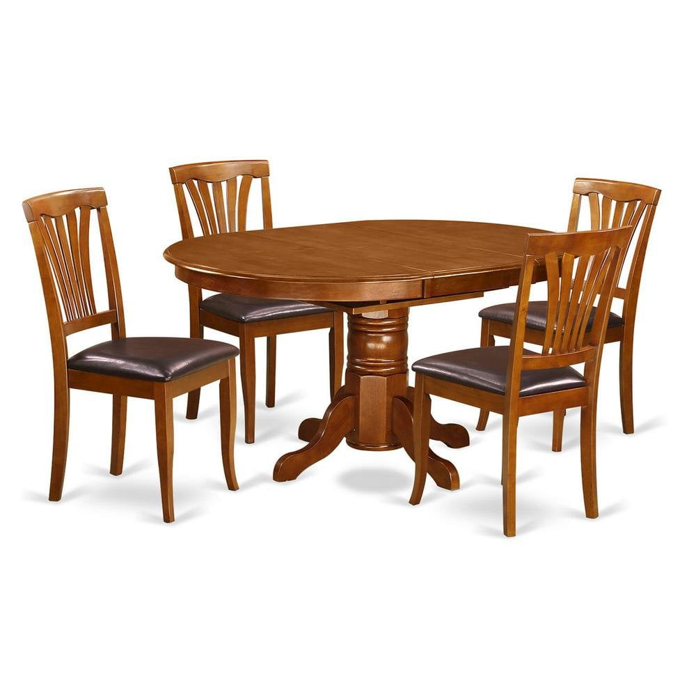 FurniFact Elegant 5-Piece Kitchen Table Set with Leaf and 4 Chairs ...