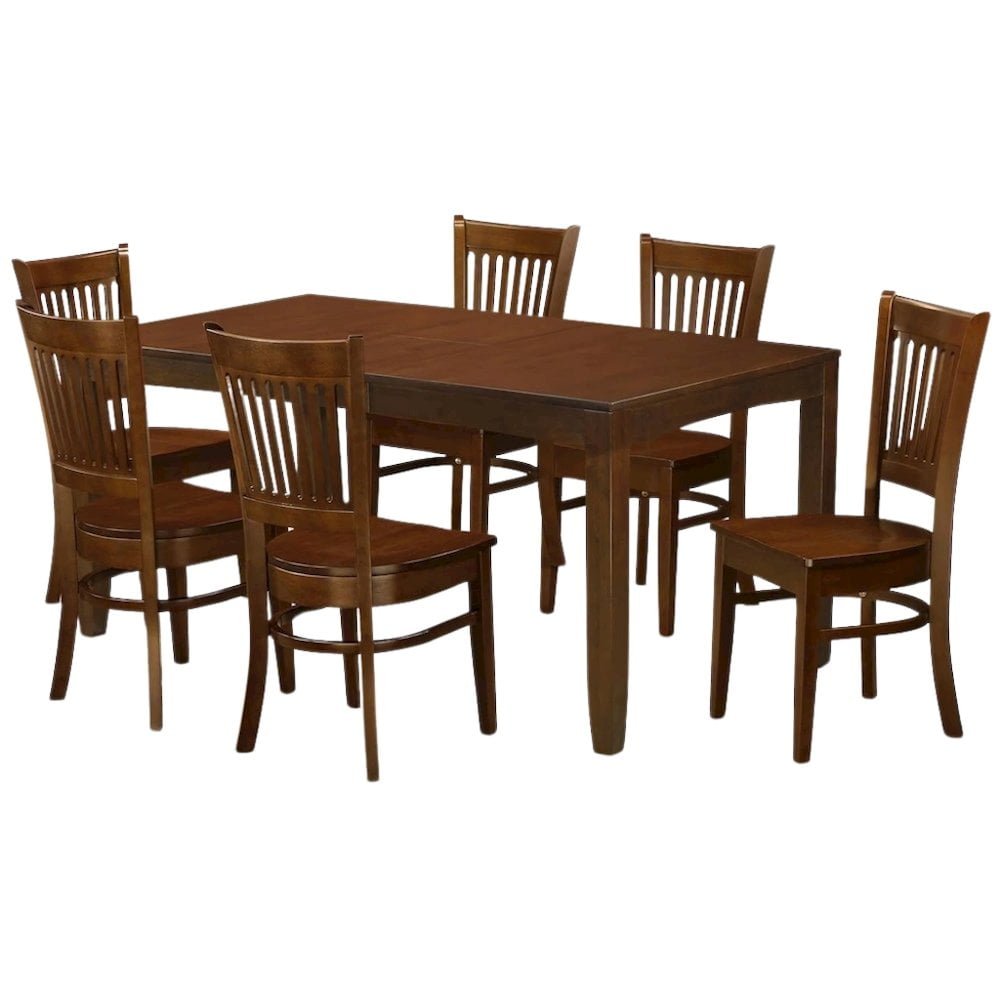 FurniFact Espresso Kitchen Table and Chairs Set, 7 Pc Dining Table Set ...