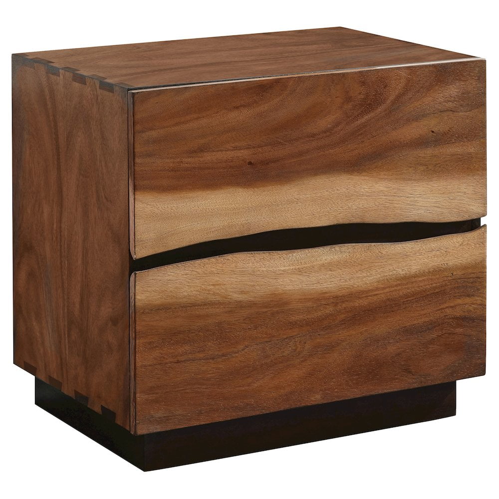 FurniFact Farmhouse Walnut Nightstand – Dark Wood Nightstand with Two ...