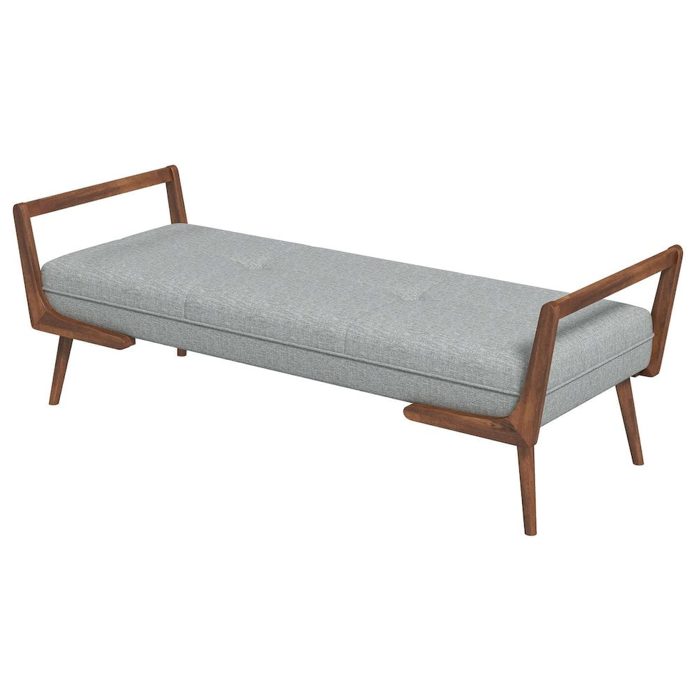 FurniFact Gray Fabric Bench with Solid Wood Frame, Foam Cushions ...