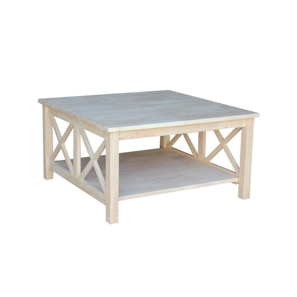 FurniFact Unfinished Hardwood Coffee Table with Sturdy Construction and ...