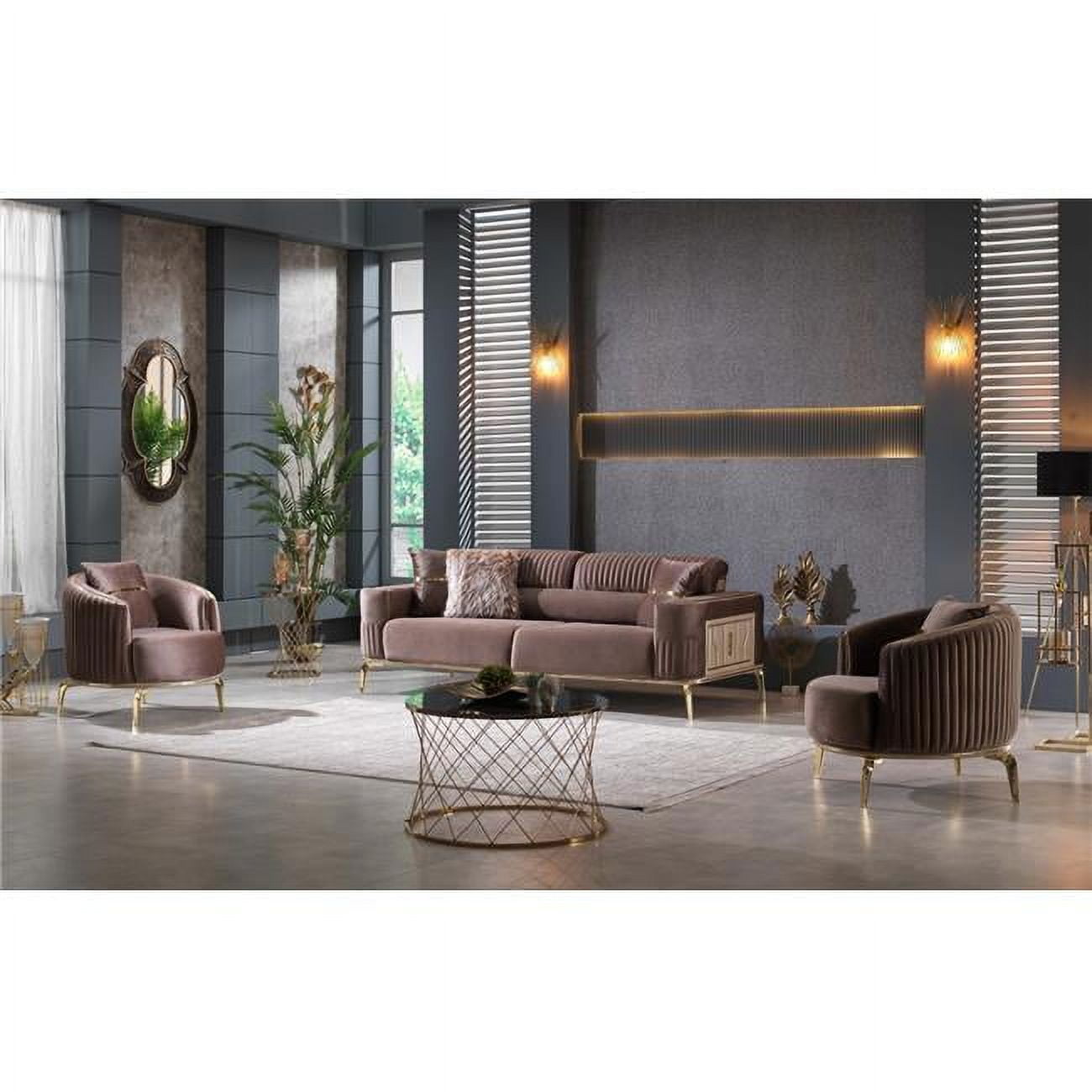 Furnia 101-ARM-GRA340-3 35 x 90 x 40 in. Armoni 3 Seat Sofa, Brown ...