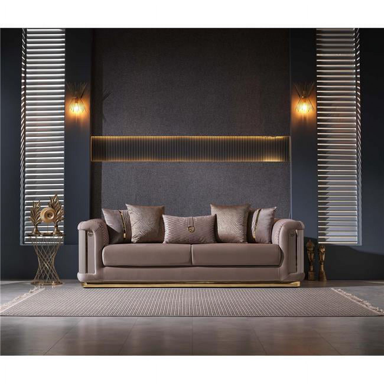 Furnia 101-ELE-GRA340-3 35 x 90 x 36 in. Elegance 3 Seat Sofa, Beige ...