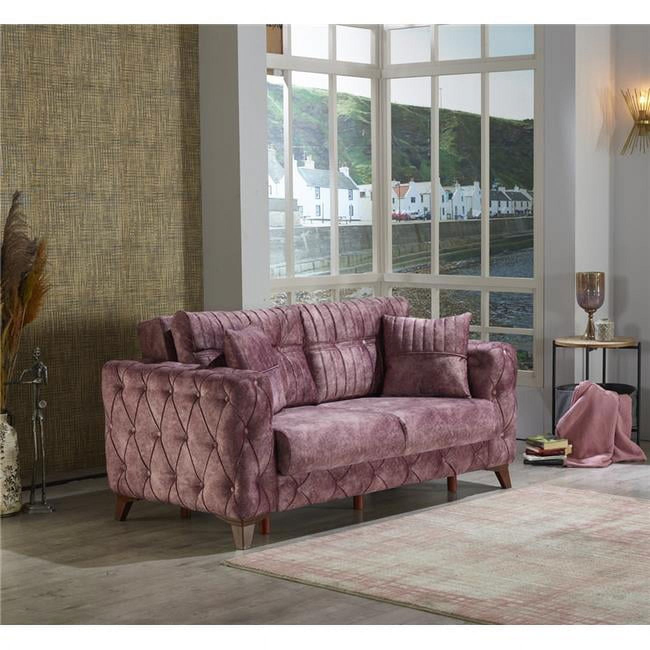 Furnia 101-LIZ-DLS110-2 35 x 68 x 34 in. Lizbon Convertible Loveseat ...